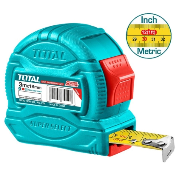 Thước kéo thép tự khóa 3mx16mm Total TMT37316